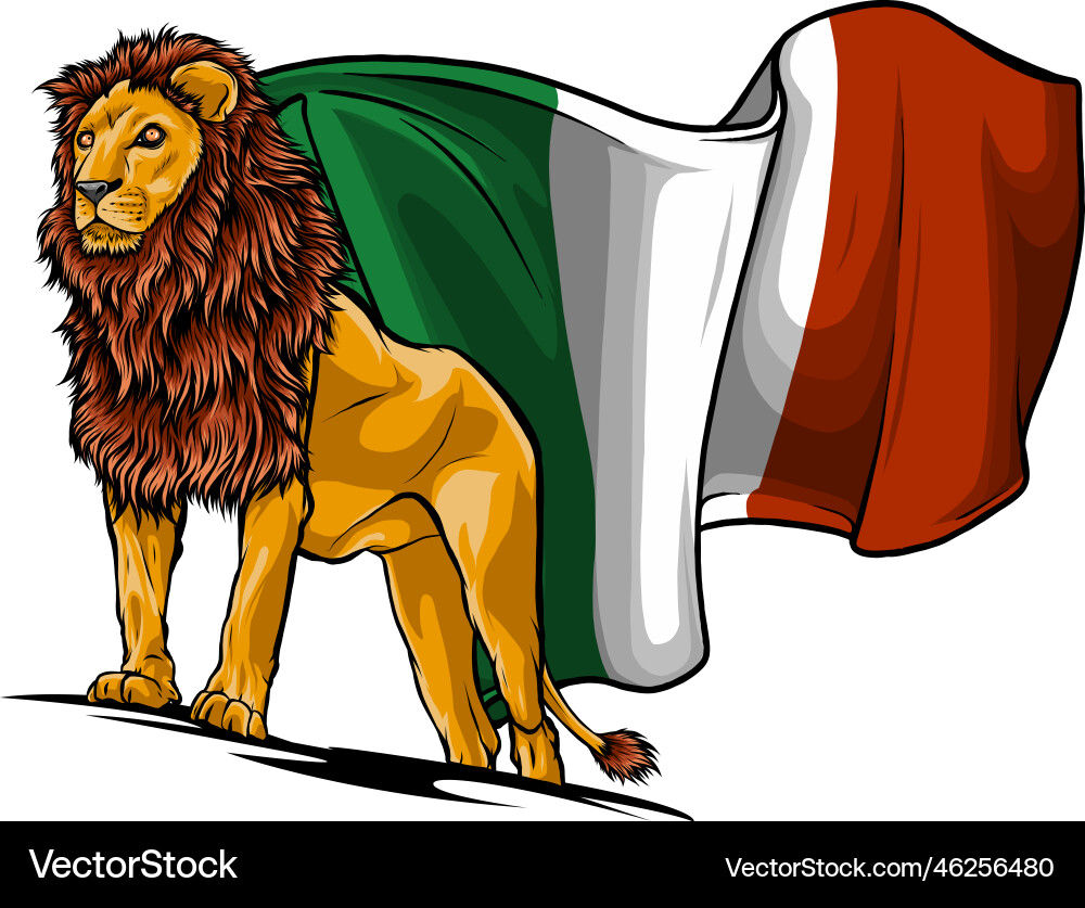 Lion with italian flag Royalty Free Vector Image
