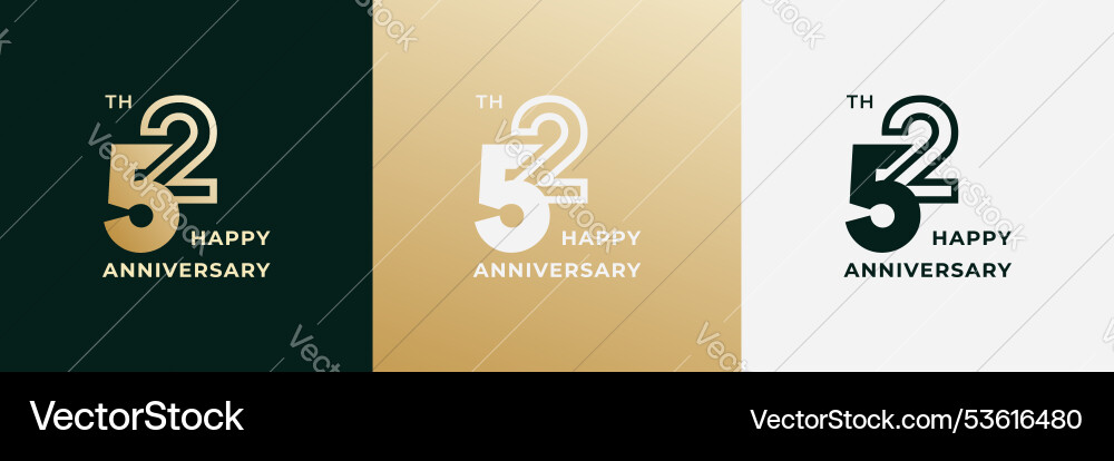 Logo 52th 52 years happy anniversary creative Vector Image