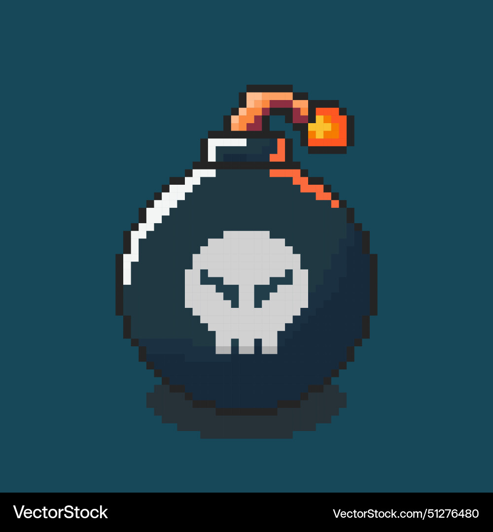 Pixel art bomb game asset design Royalty Free Vector Image