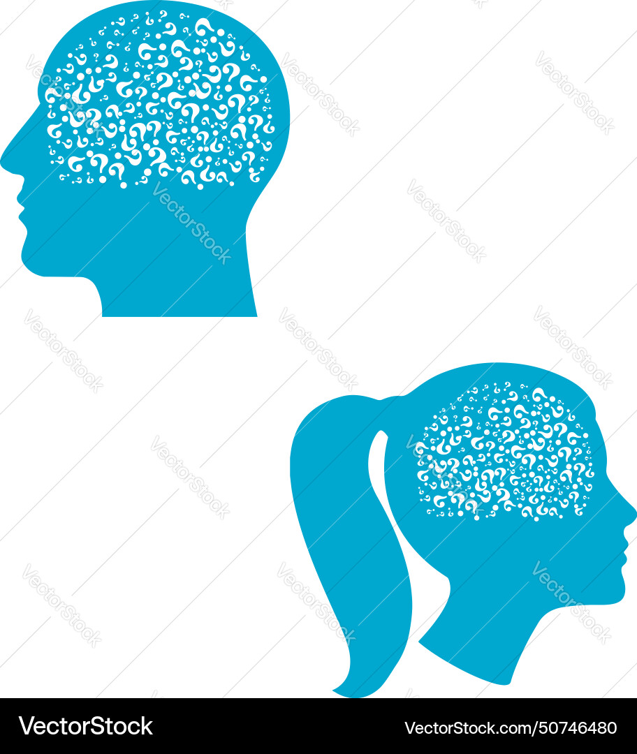 Questions head Royalty Free Vector Image - VectorStock