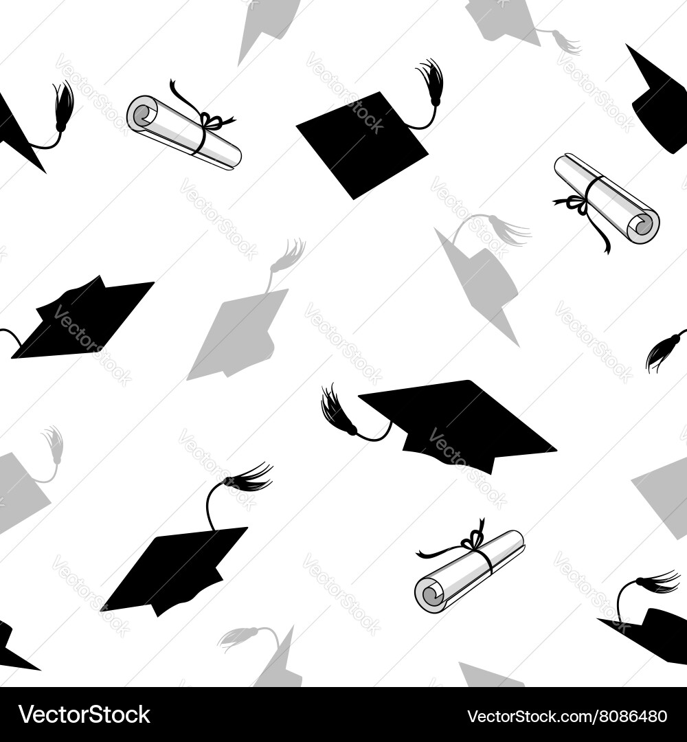 Seamless pattern with graduation caps Royalty Free Vector