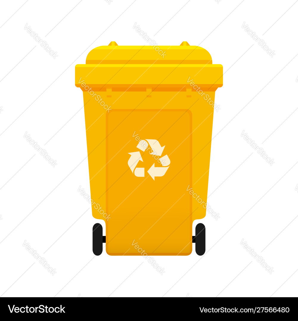 Yellow Recycle Bin - Waste Management Royalty Free Vector