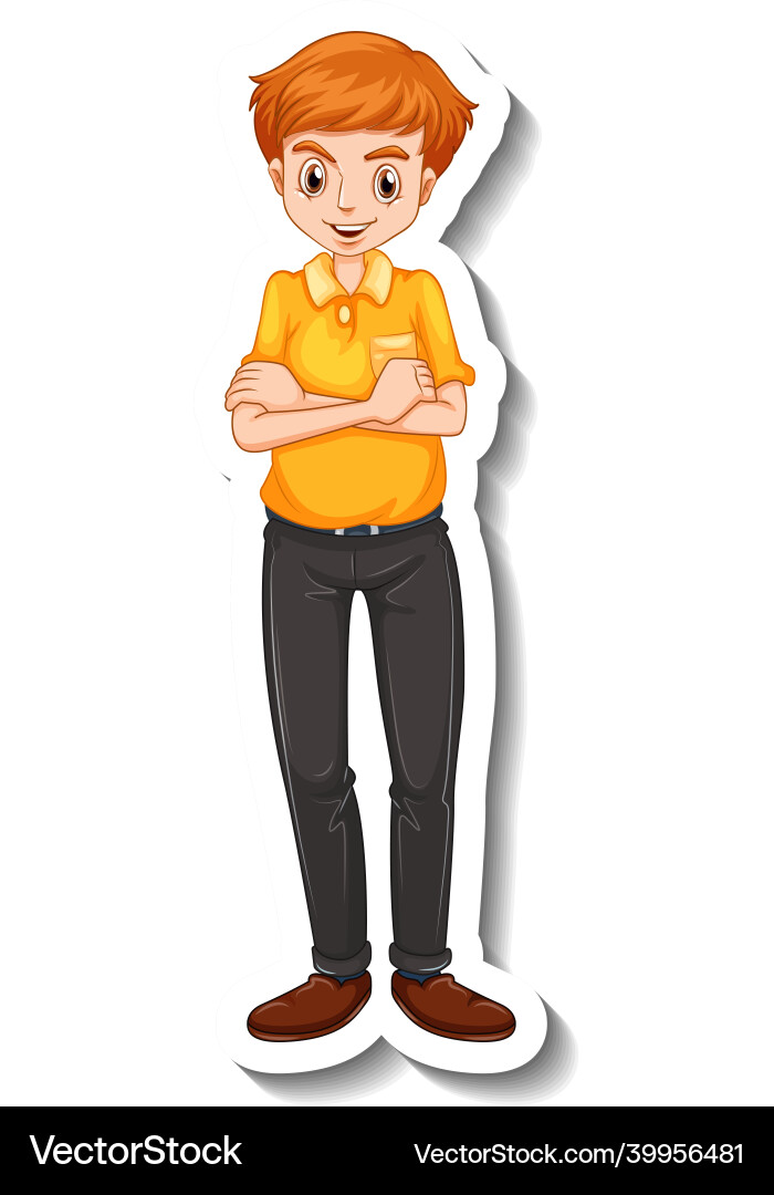A sticker template with man in standing pose Vector Image