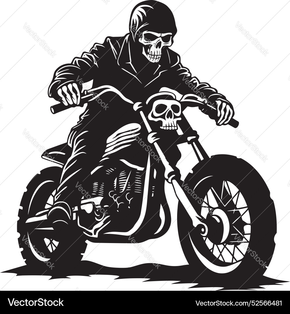 Bone biker leather clad skeleton motorcyclist Vector Image