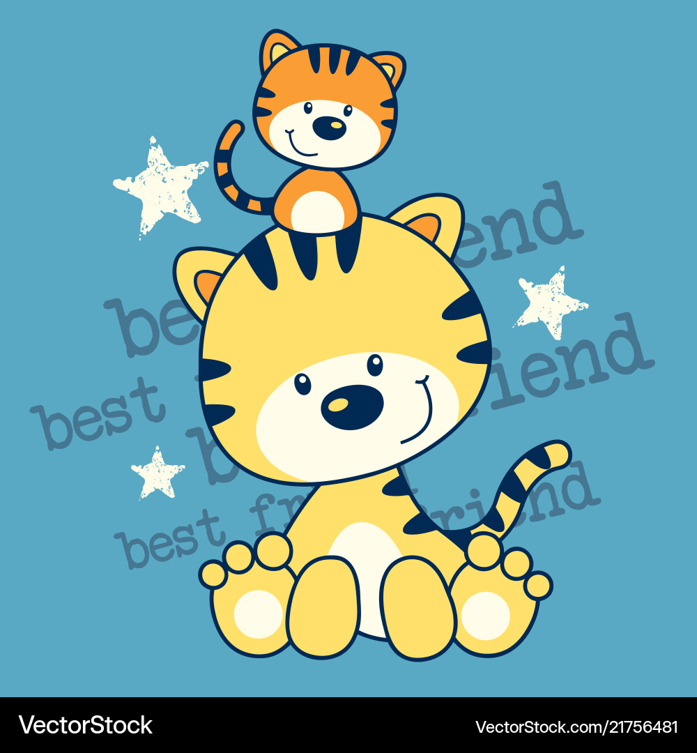Little kitten best friend cartoon Royalty Free Vector Image