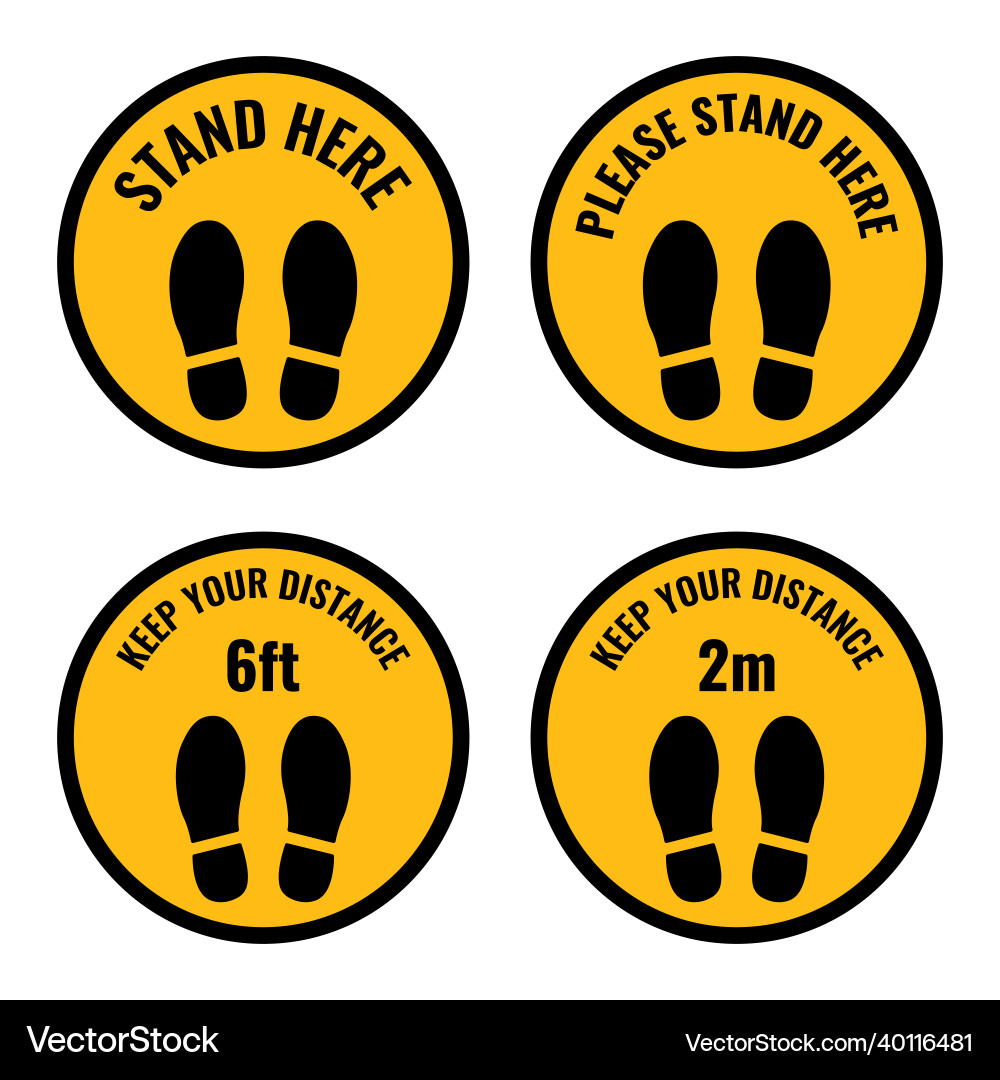 Stand here and keep the distance icon set Vector Image
