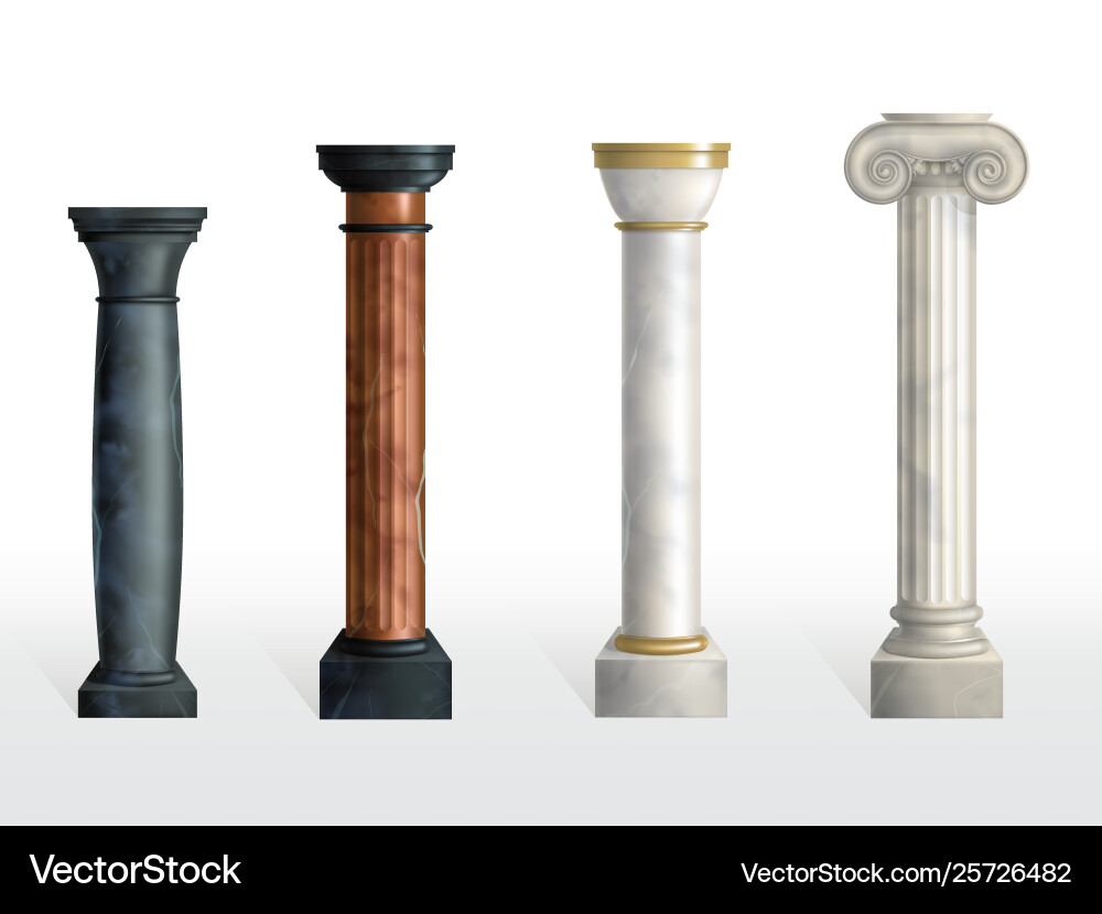 Antique columns ancient classic ornate pillars Vector Image