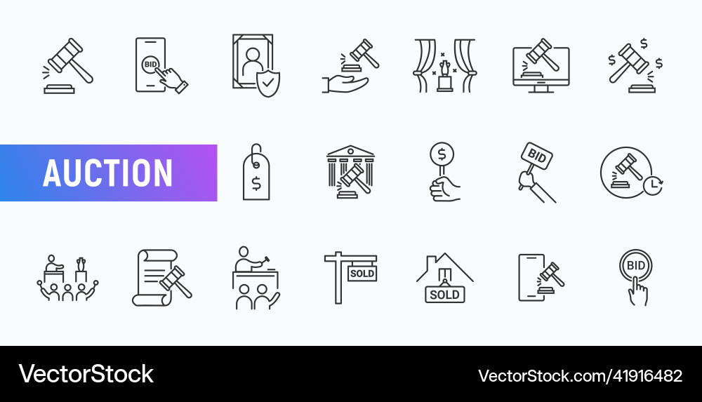 Auction icon hammer sell document judge Royalty Free Vector
