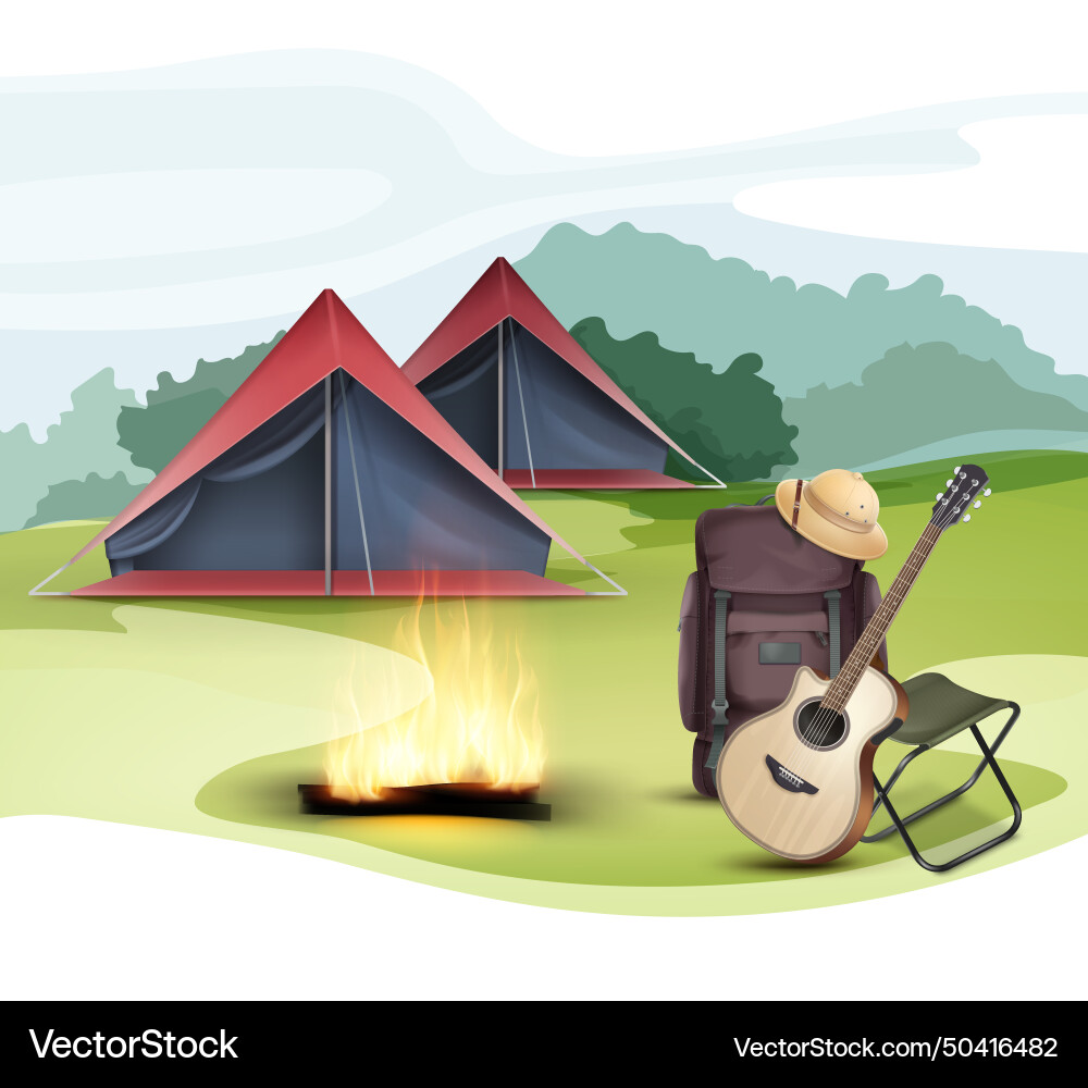 Camping zone with tent Royalty Free Vector Image