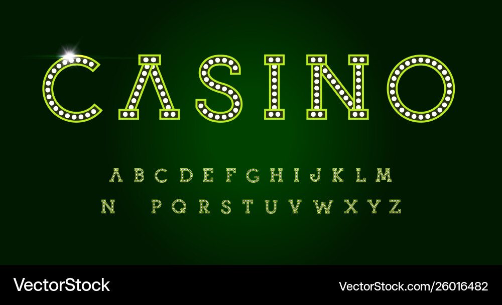 Casino letters set on green background Royalty Free Vector