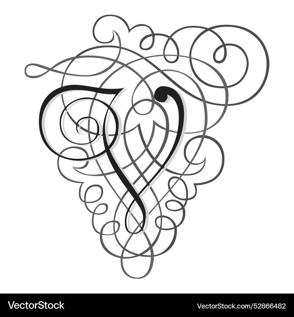 Fantasia initial caps font capital letter v design