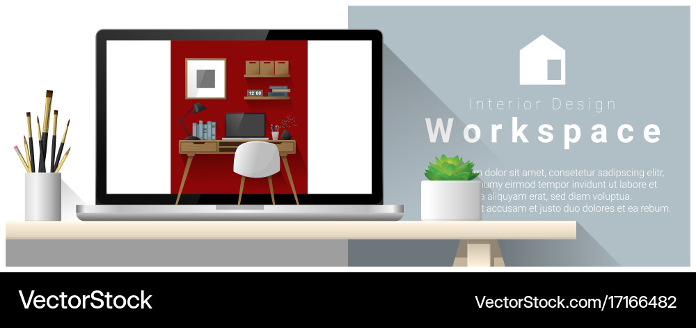 Interior design of modern office workplace Vector Image