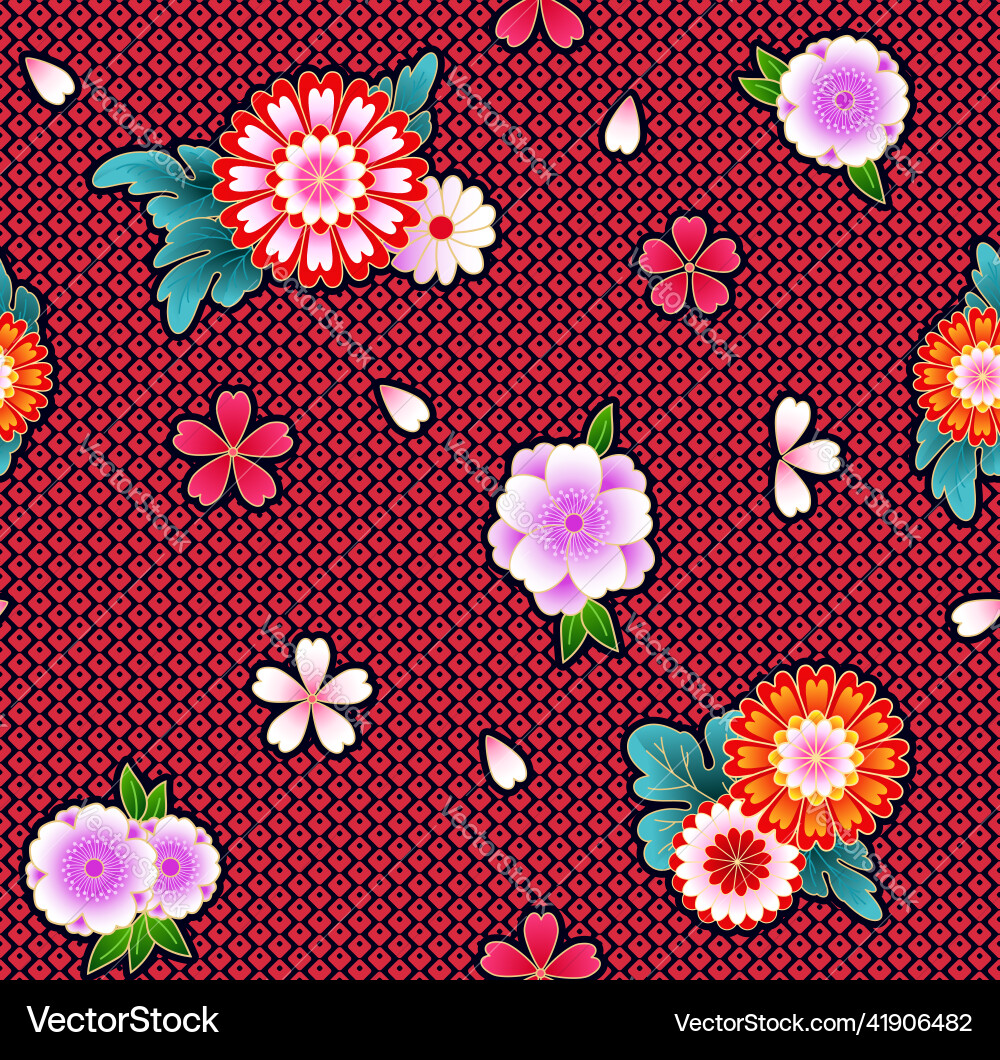 Japanese spring floral background in traditional Vector Image