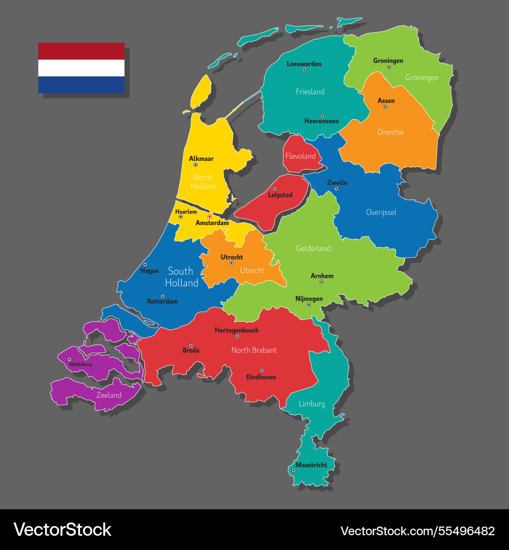 Map of netherlands Royalty Free Vector Image - VectorStock