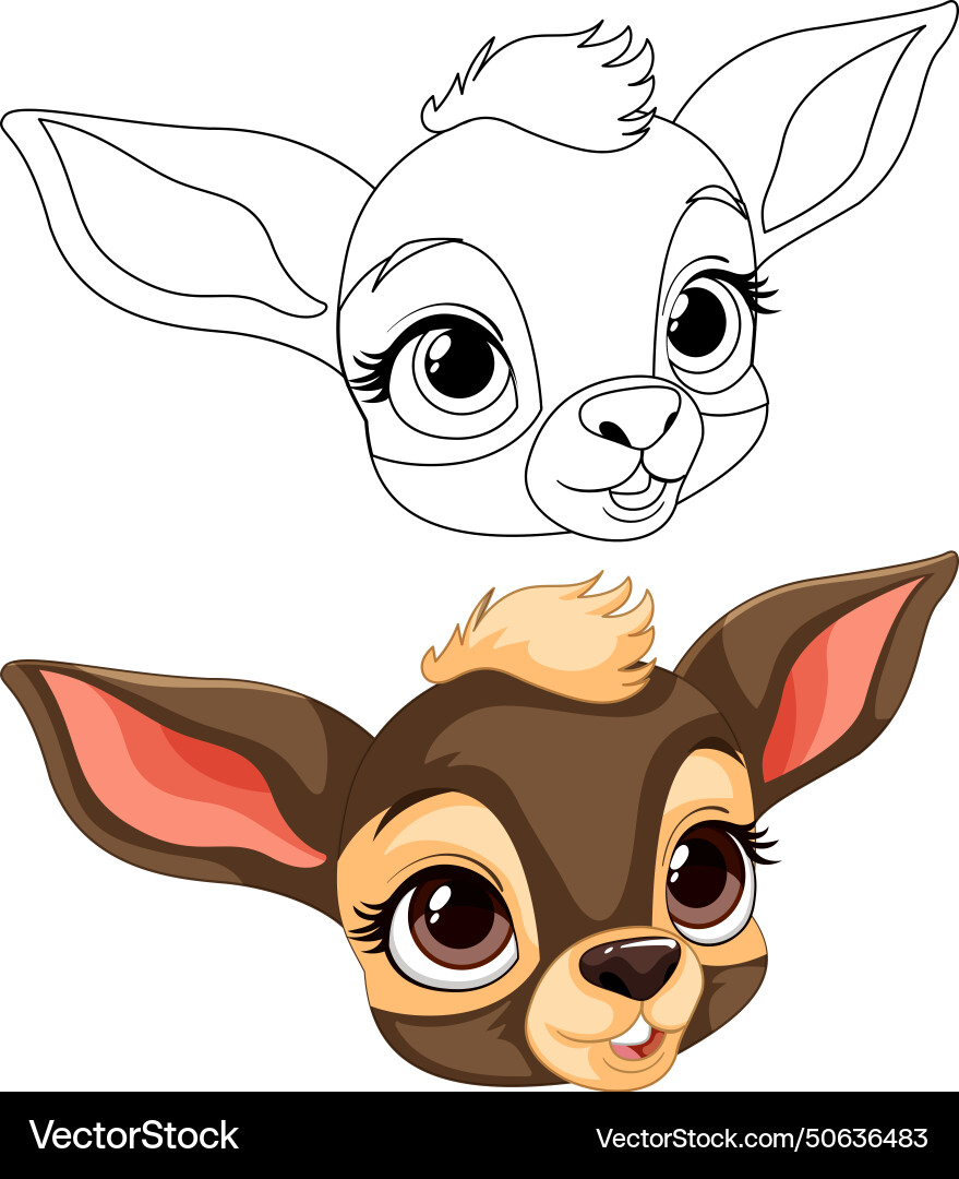 A cartoon fawn colored and outlined Royalty Free Vector