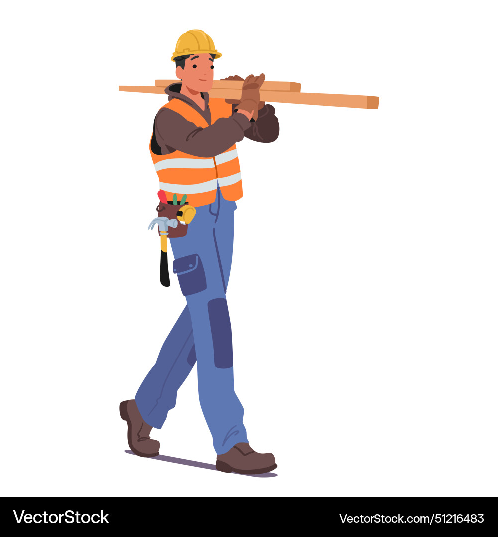 Construction worker character wearing hard hat Vector Image