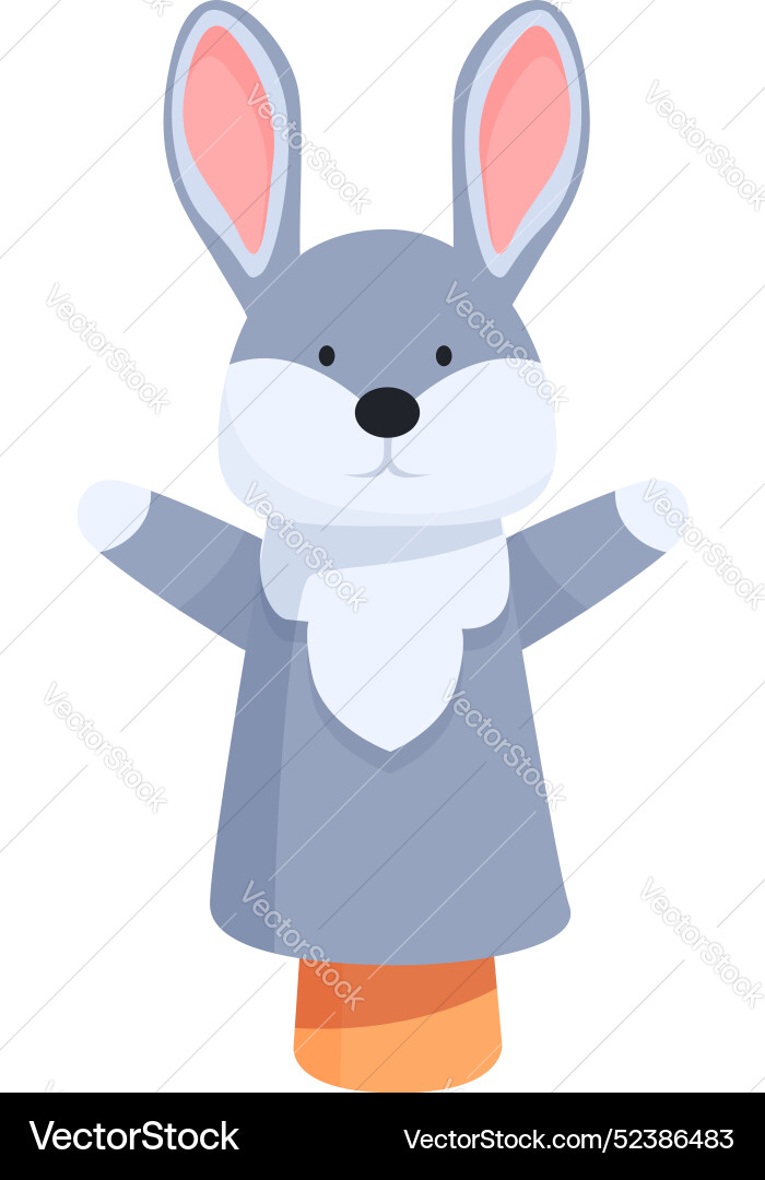 Cute grey bunny hand puppet wearing a scarf Vector Image