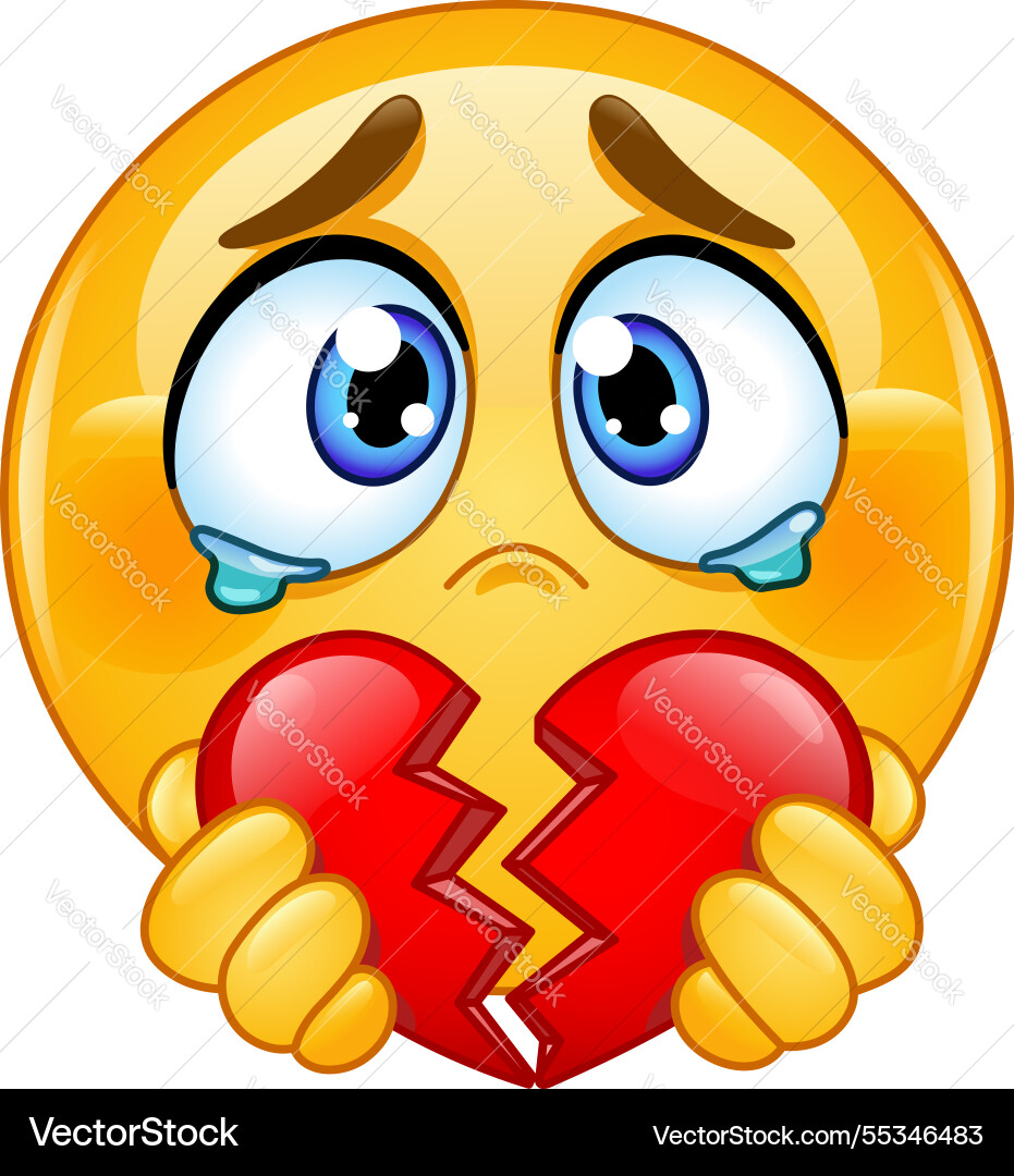 Emoticon with broken heart Royalty Free Vector Image