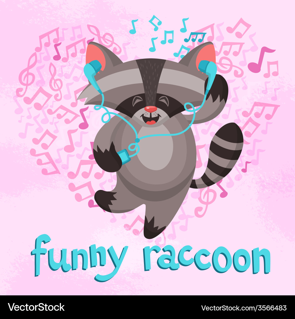 Funny raccoon poster Royalty Free Vector Image