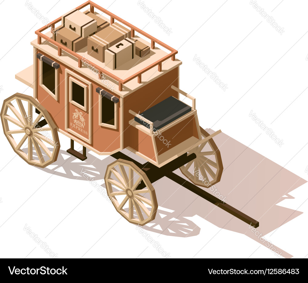 Isometric low poly stagecoach icon Royalty Free Vector Image