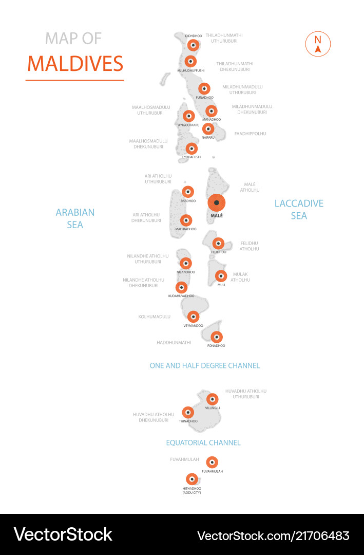 Maldives map with administrative divisions Vector Image