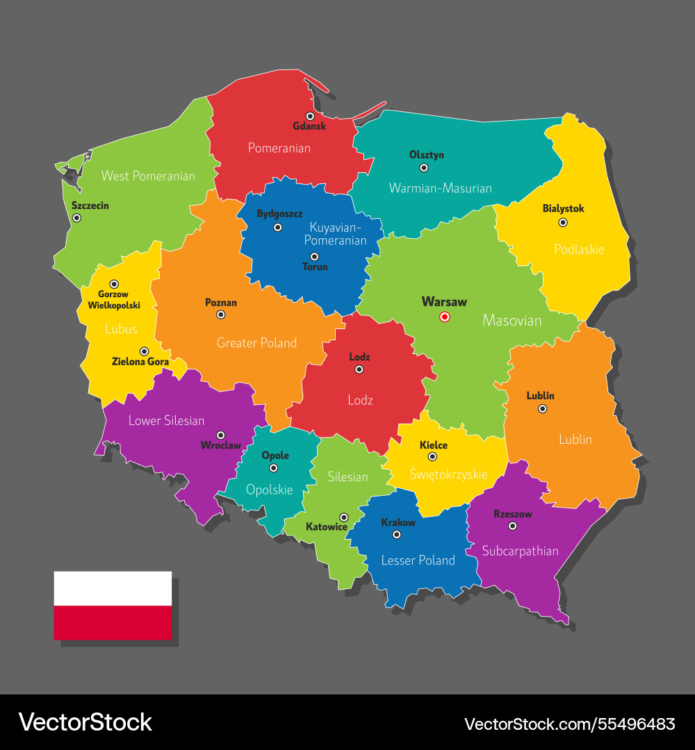 Map of poland Royalty Free Vector Image - VectorStock
