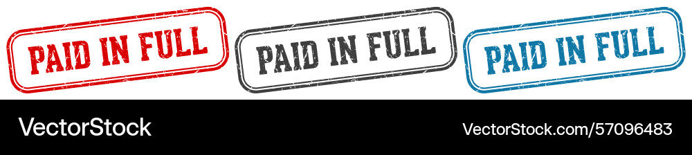 Paid in full stamp rectangular Royalty Free Vector Image