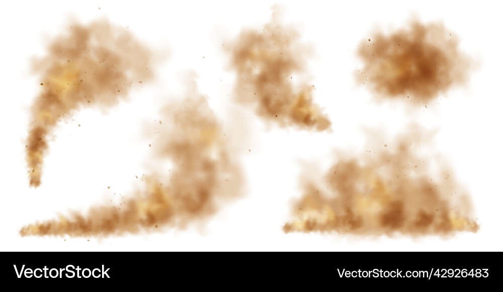 Realistic dust clouds isolated on white background