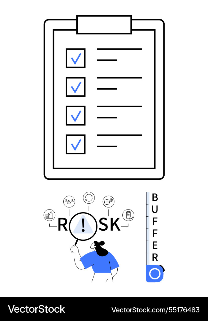 Risk management checklist with magnifying glass Vector Image