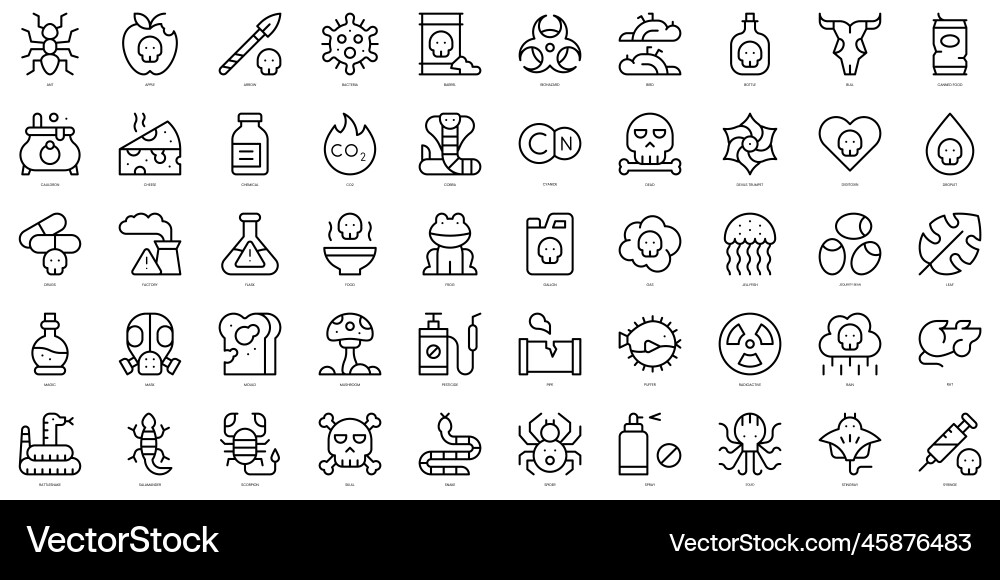 Set of thin line poison icons Royalty Free Vector Image