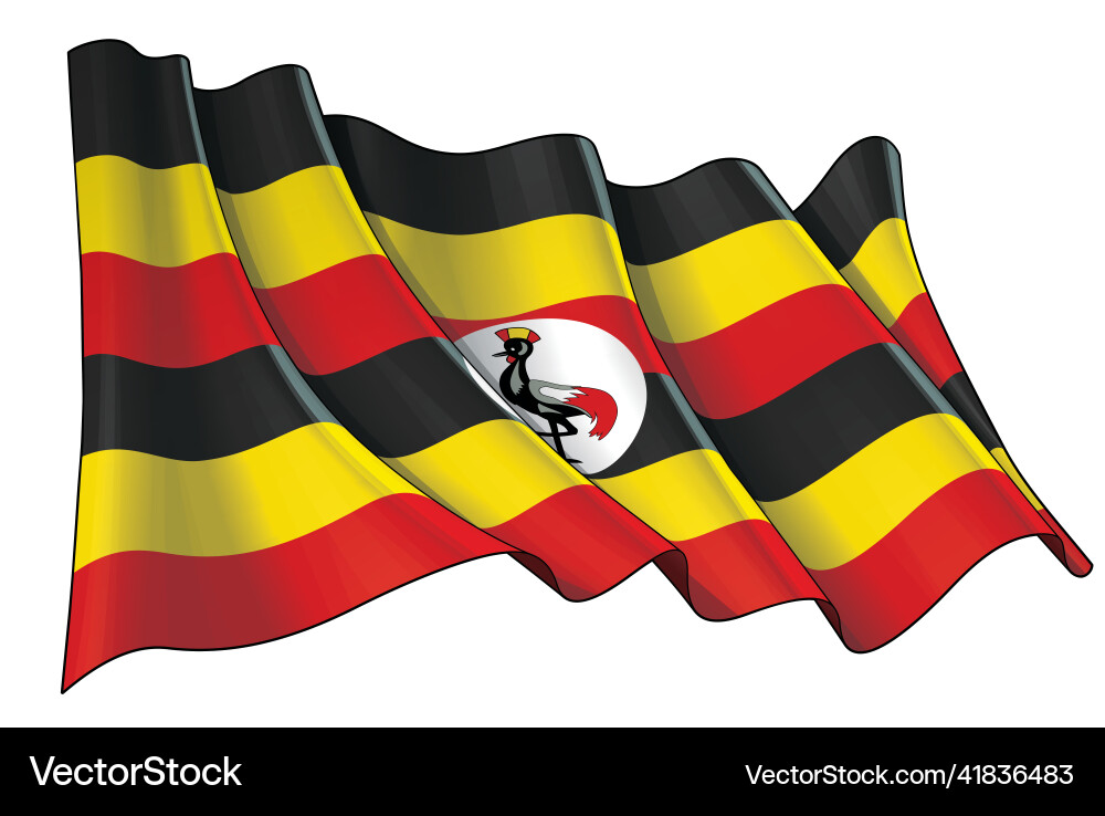 Waving flag of uganda Royalty Free Vector Image