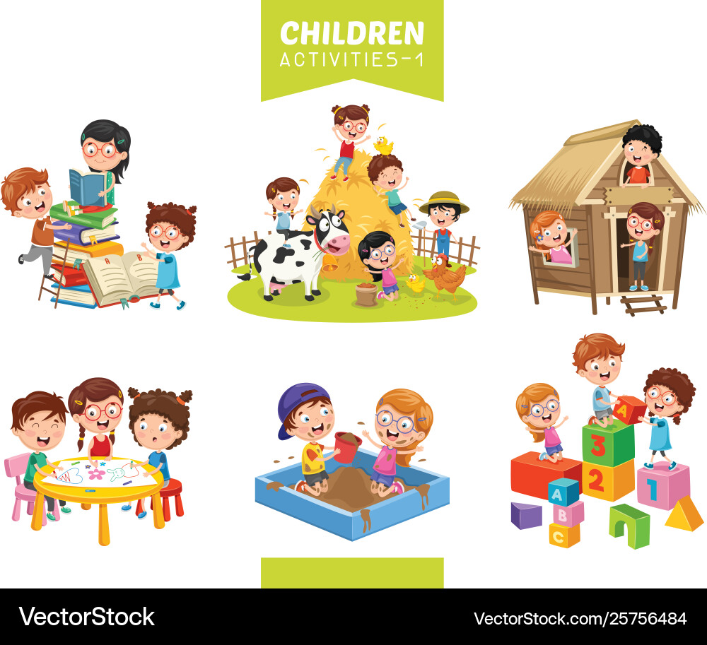Children activities set Royalty Free Vector Image