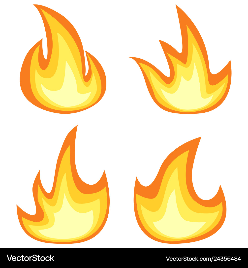 Fire flat icon isolated on white background Vector Image