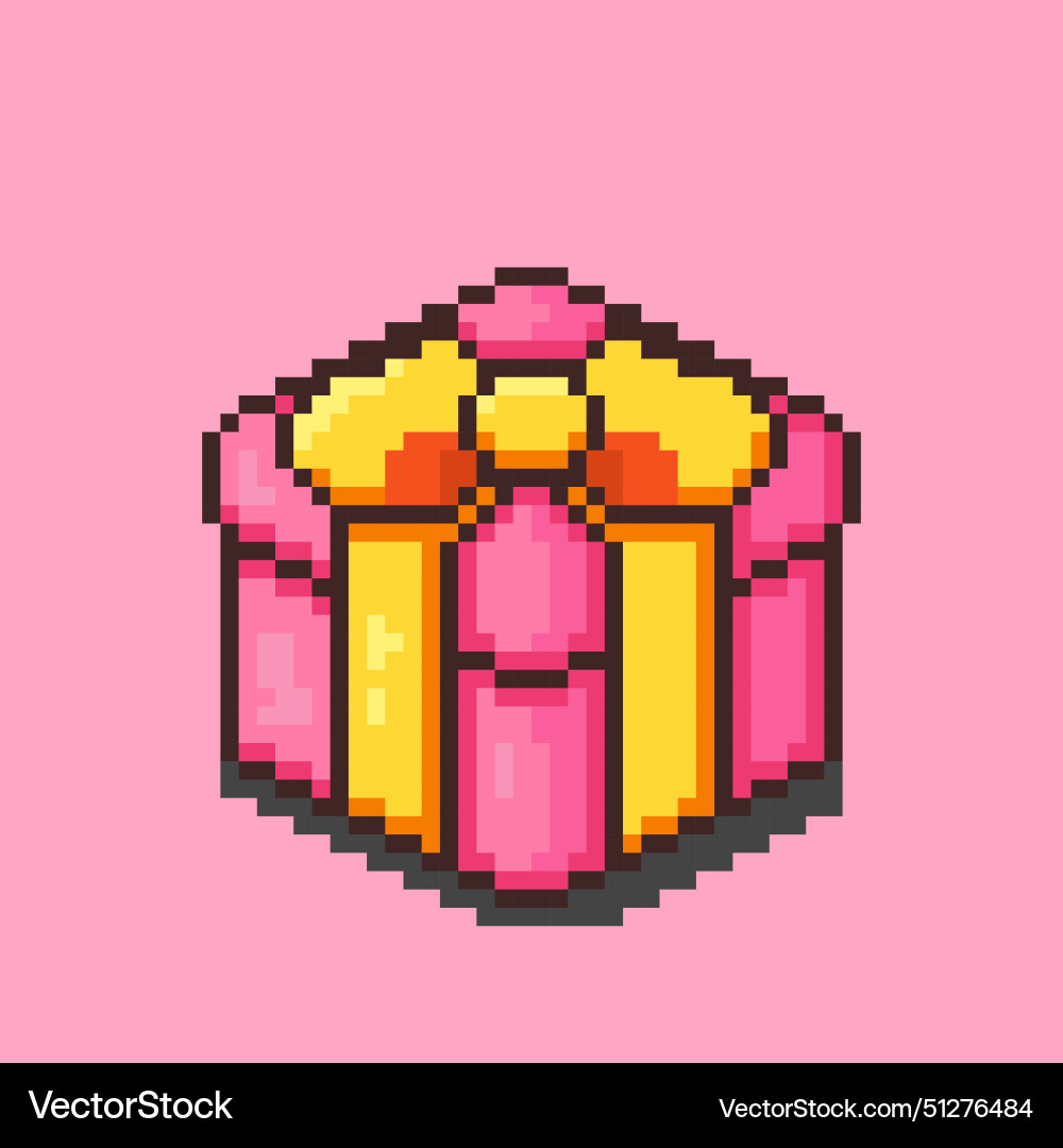 Gift with pixel art design Royalty Free Vector Image