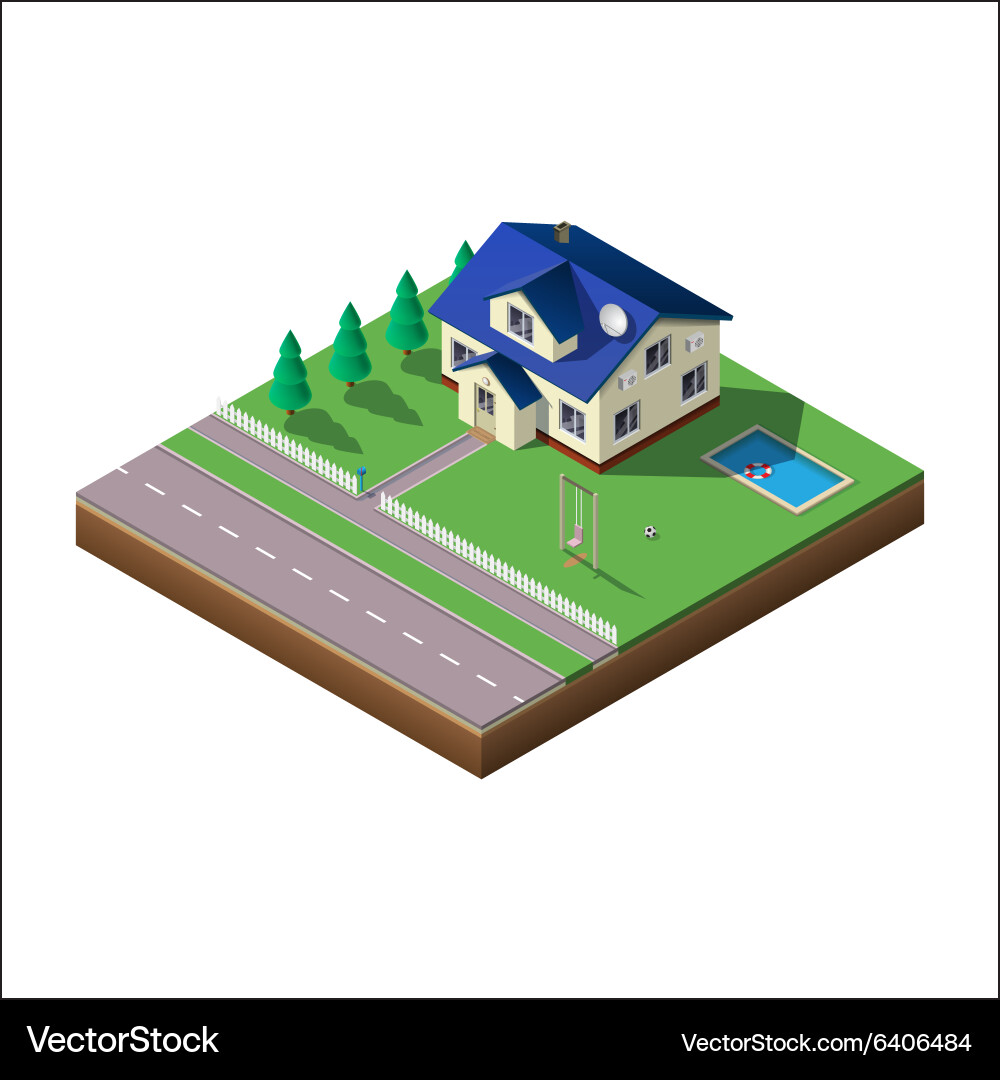 Isometric house Royalty Free Vector Image - VectorStock