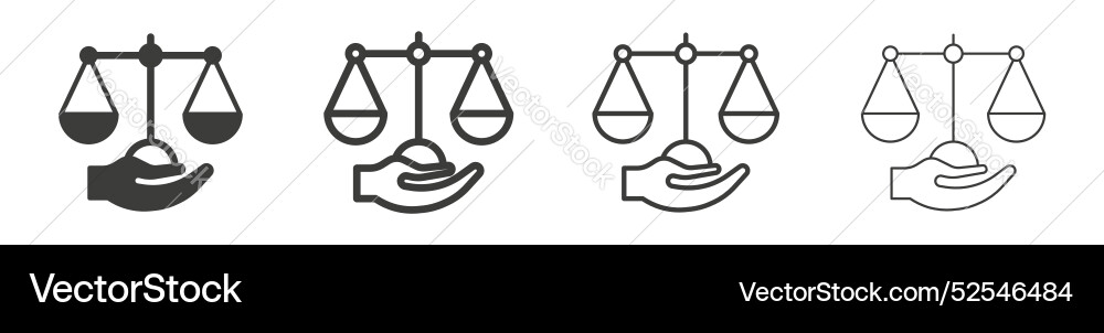 Justice scales in hand icon set on white Vector Image
