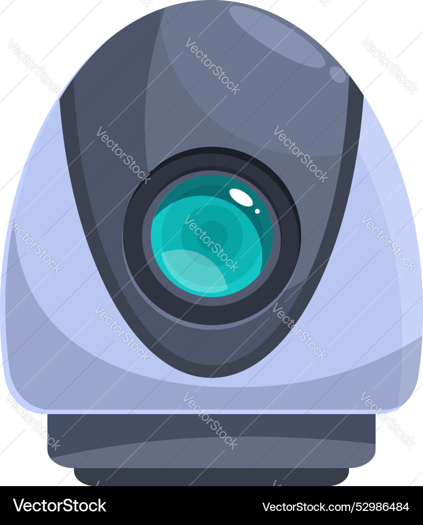 Modern security camera observing showing blue lens Modern security camera observing showing blue lens