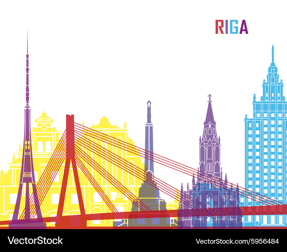 Riga skyline pop Royalty Free Vector Image - VectorStock