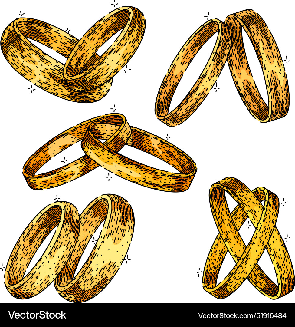 Ring wedding set sketch hand drawn Royalty Free Vector Image