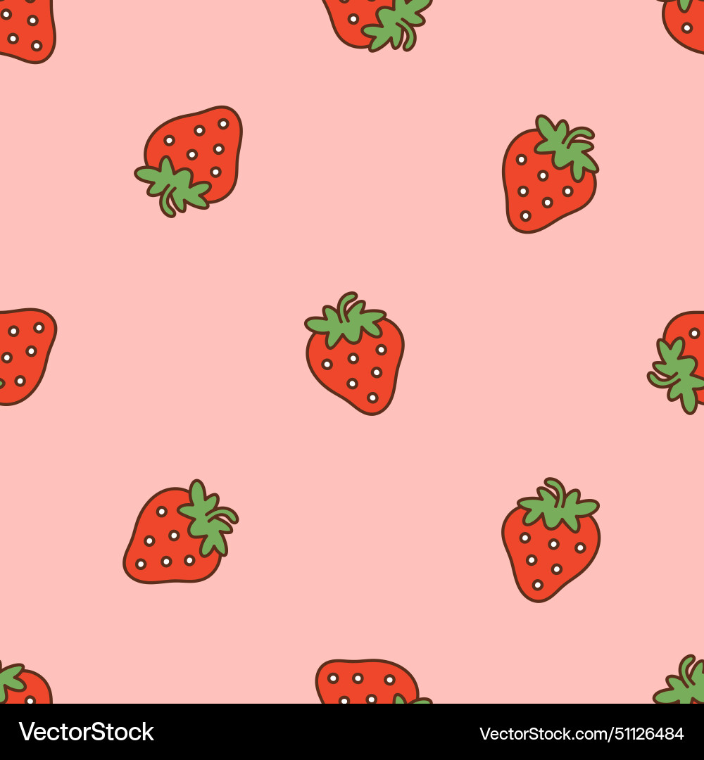 Seamless pattern with strawberry in cartoon style Vector Image
