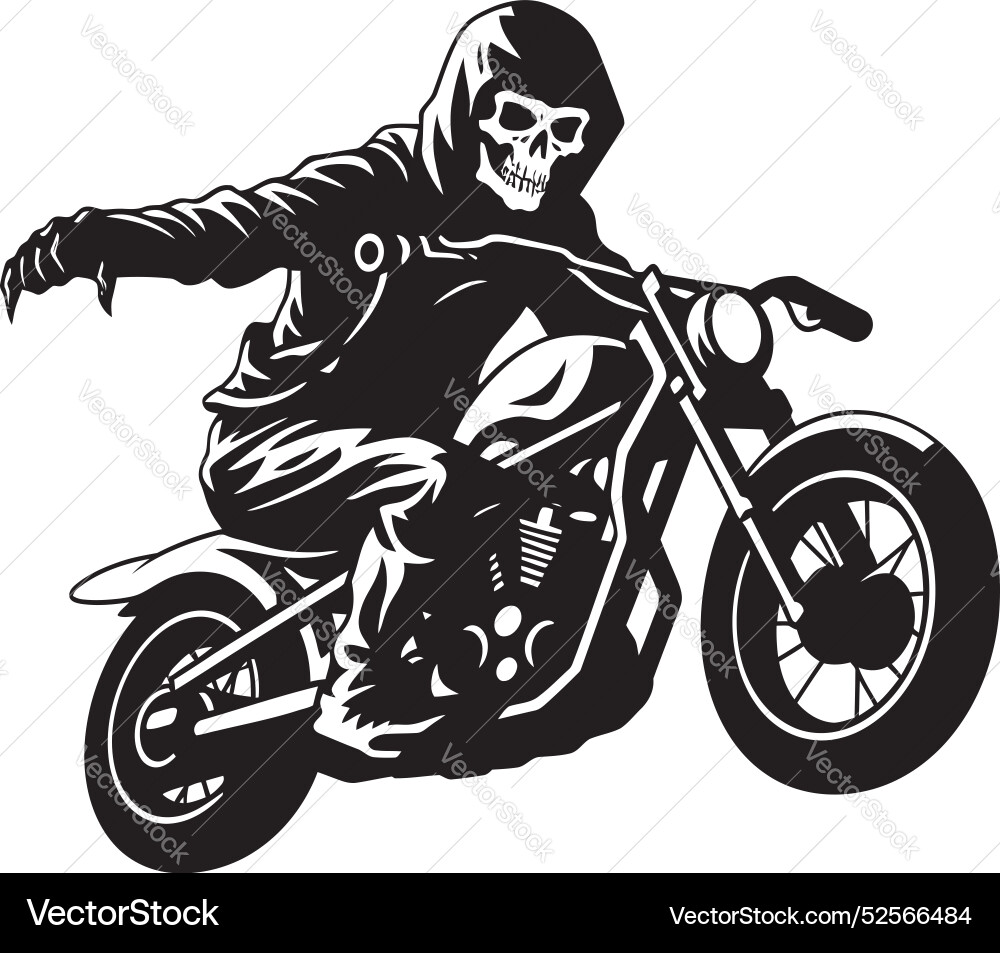 Skull cruiser biker skeleton in dark emblem Vector Image