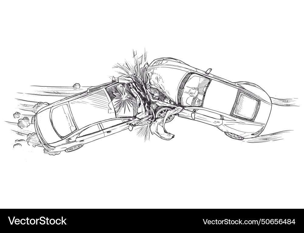 Two cars crash crashing into each others front Vector Image