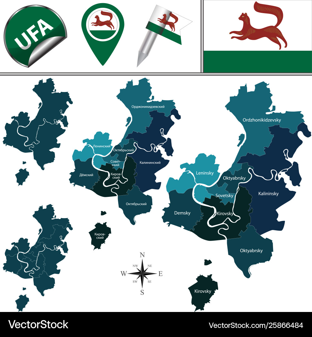 Ufa District Map Royalty Free Vector Image - VectorStock