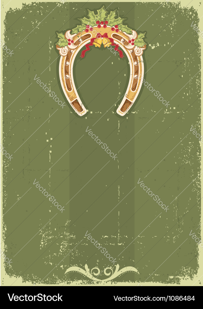 Vintage Christmas Horseshoe with Holly Royalty Free Vector