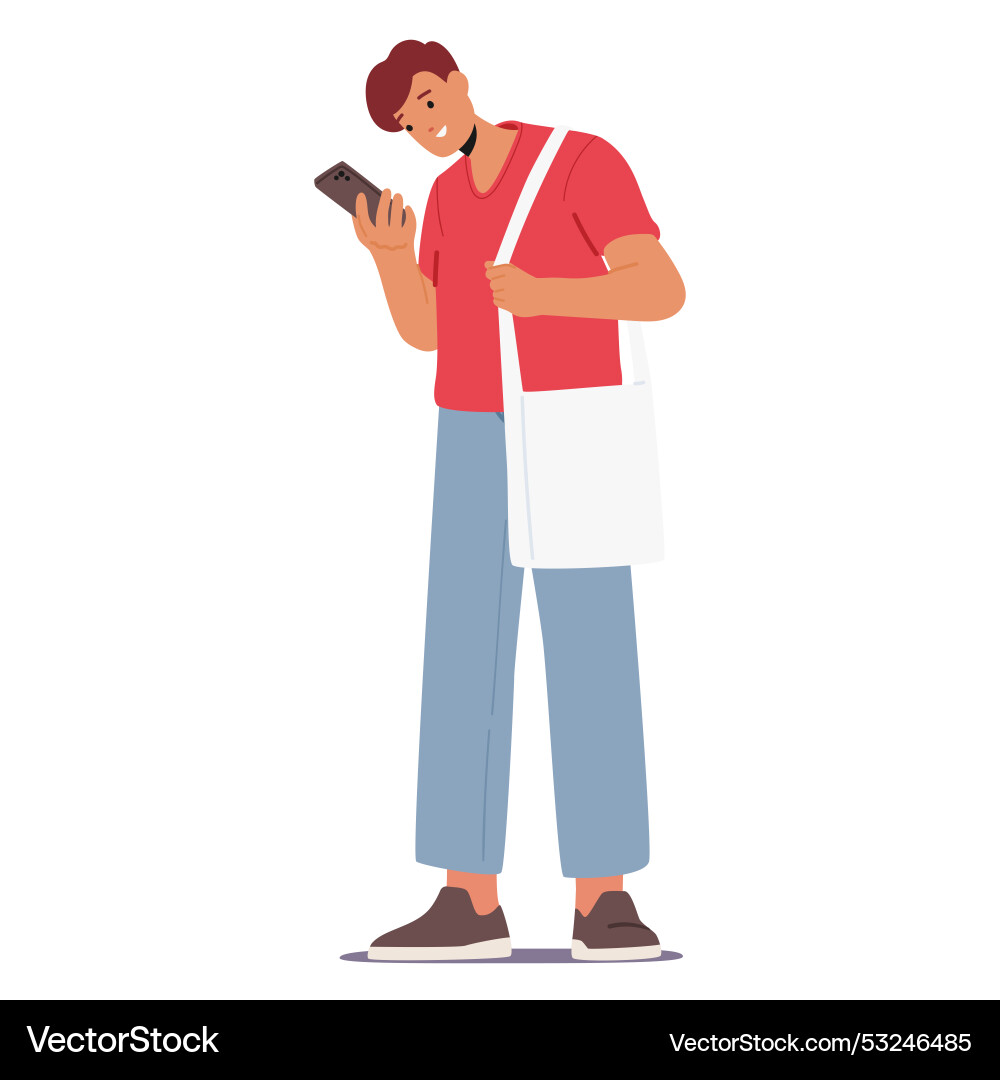 Cartoon male character standing while looking Vector Image