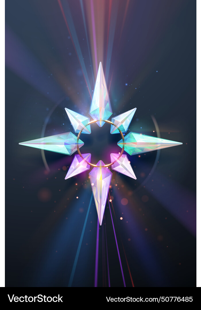 Crystal star with light effect Royalty Free Vector Image