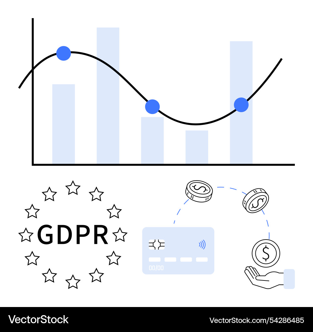 Data privacy and financial security graph trends Vector Image