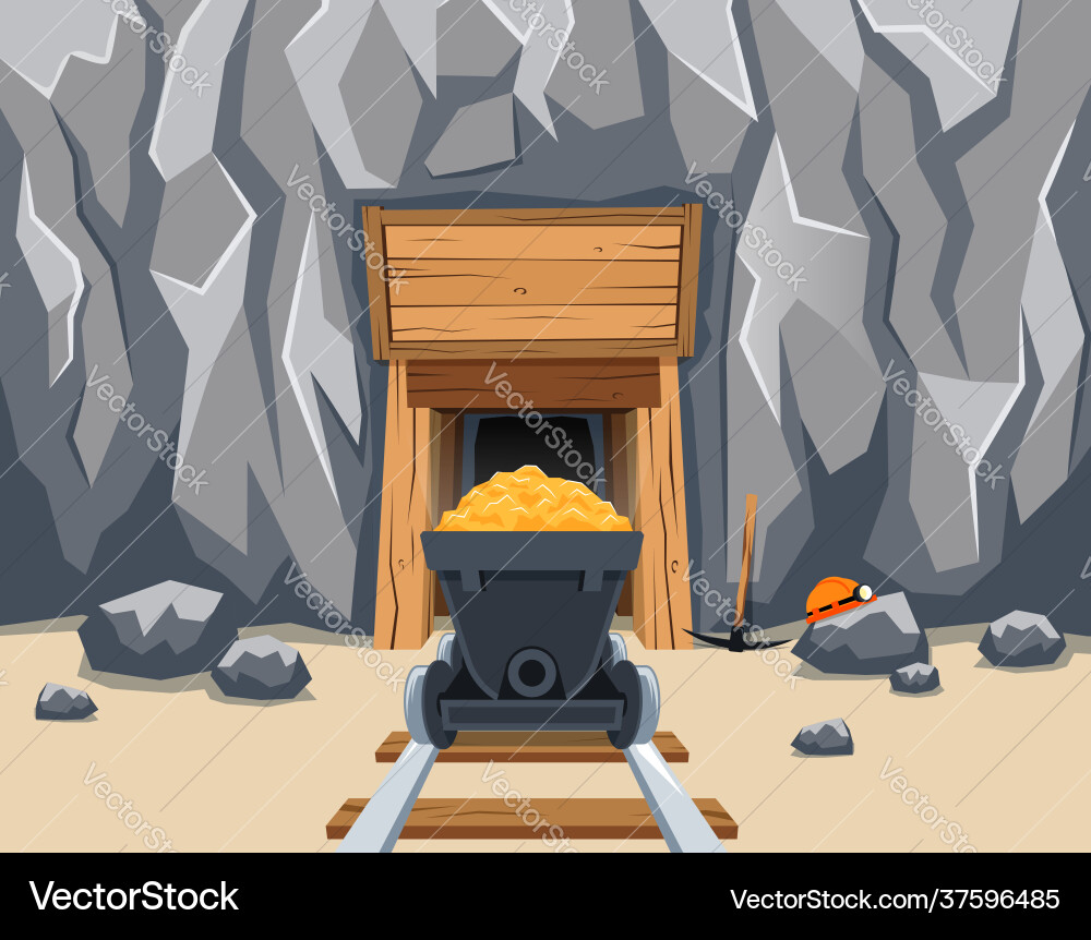 Entrance to gold mine Royalty Free Vector Image