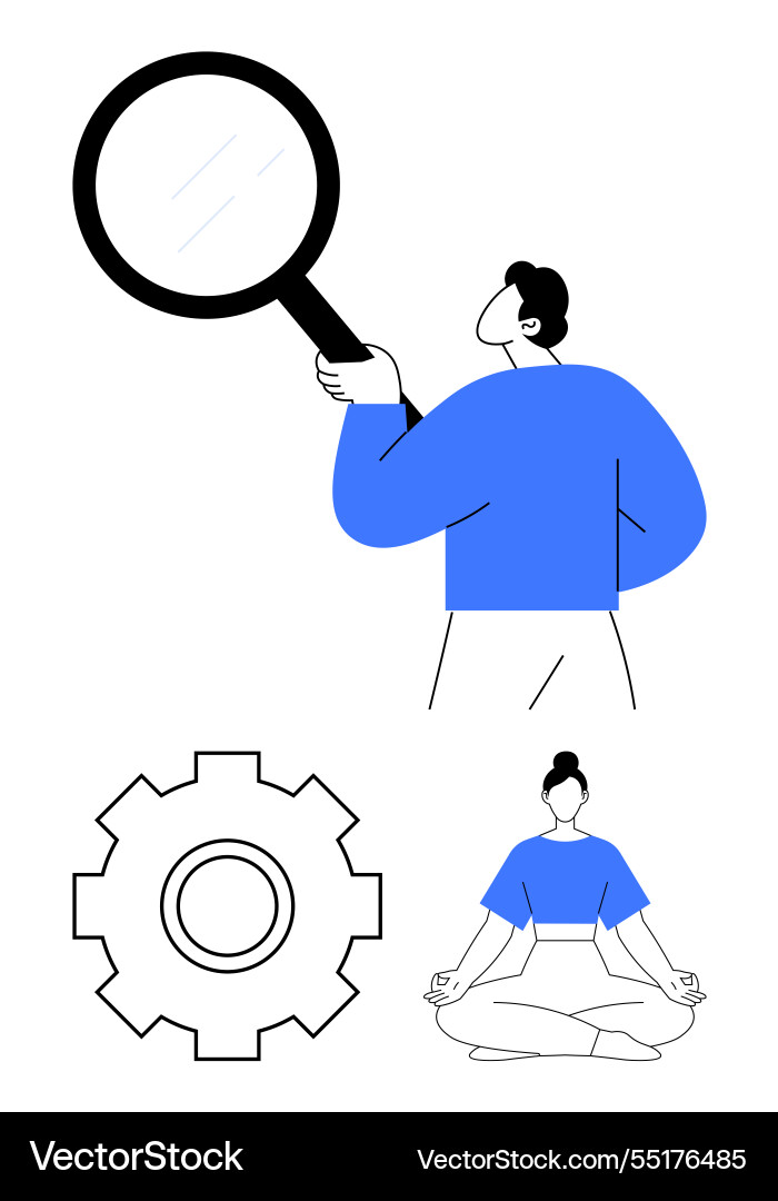 Exploration focus and balance magnifying glass Vector Image