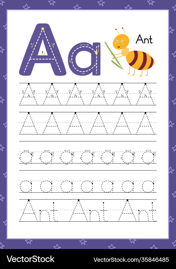 Tracing Alphabet Uppercase Capital Letter a Vector Vector Images (over 810)